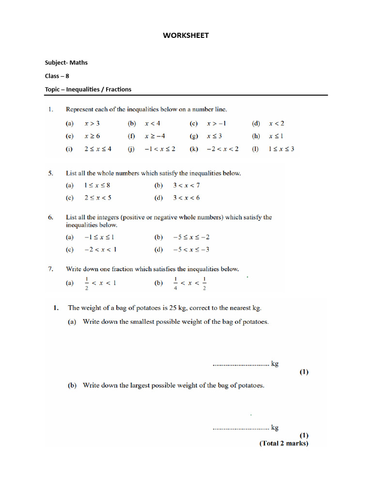 Inequalities - Fractions | PDF