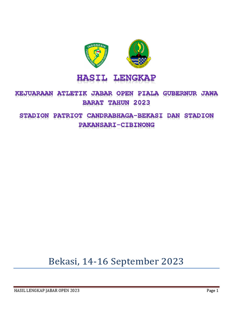 Hasil Jabar Open 2023 | PDF