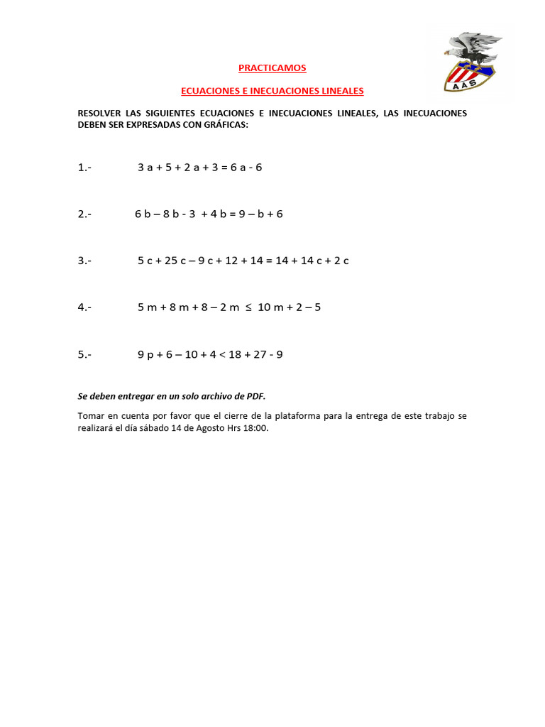 Ecuaciones e Inecuaciones Lineales | PDF