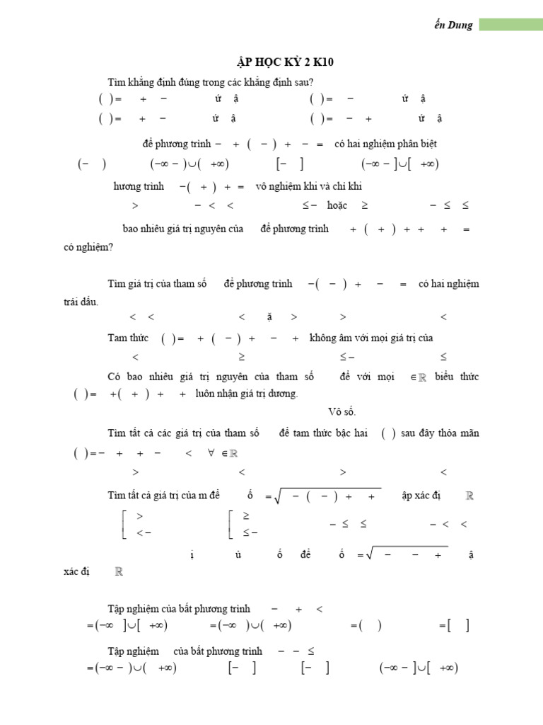 Ôn Tập Hk2 k10 2025 Hs | PDF