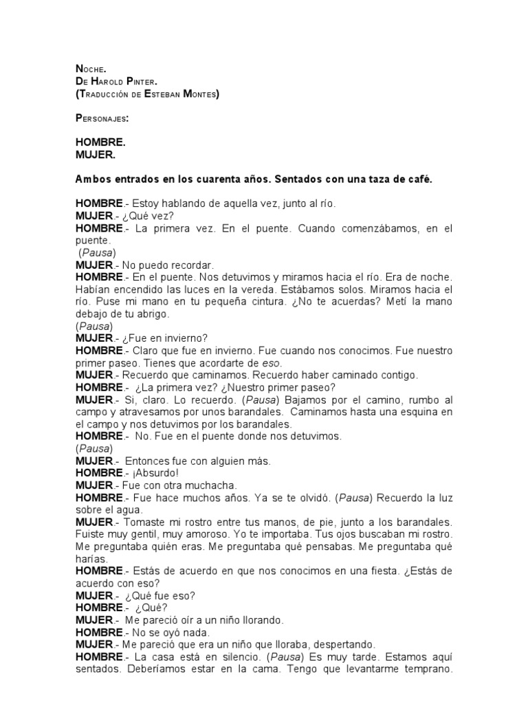 Noche de Harold Pinter Trd. EMM | PDF | Ocio