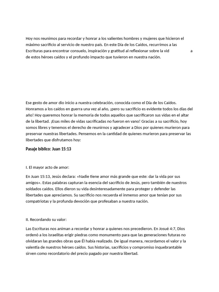 Memorial Day Sermon | PDF | Amor | Creencia religiosa y doctrina