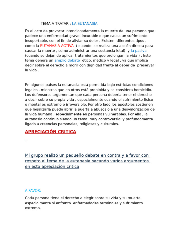 La Eutanasia | PDF