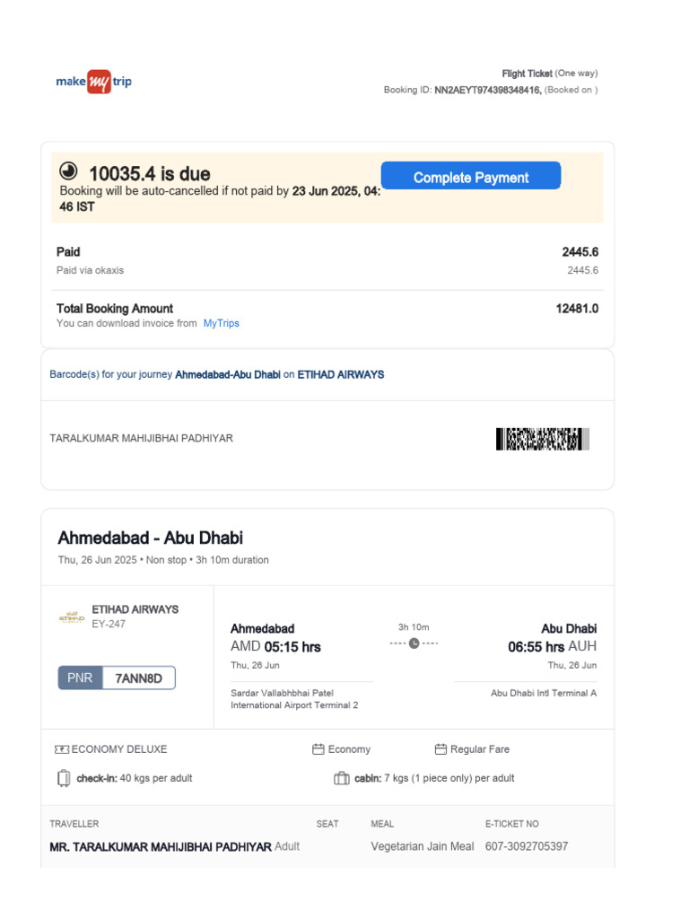 Flight Confirmation Attachment | PDF