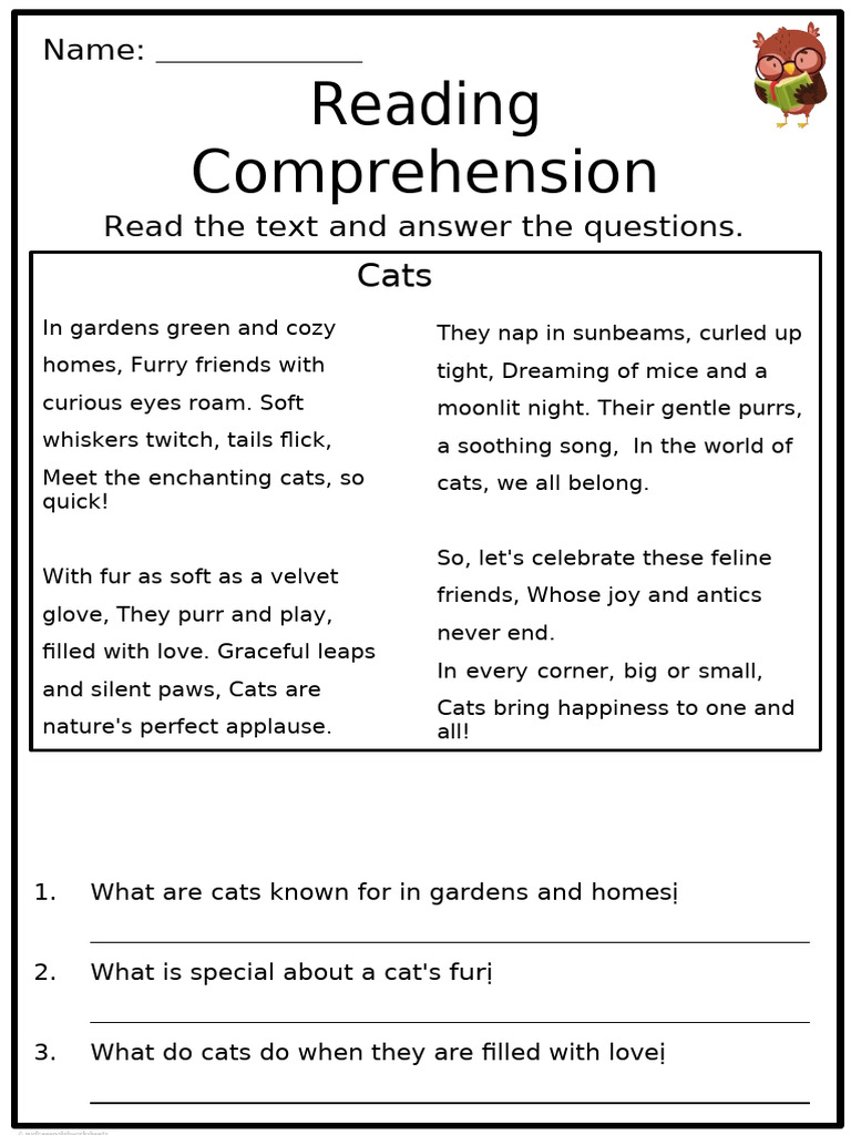 Reading Comprehension Poetry Grade 3 Cats | PDF | Cats | Ethnobiology