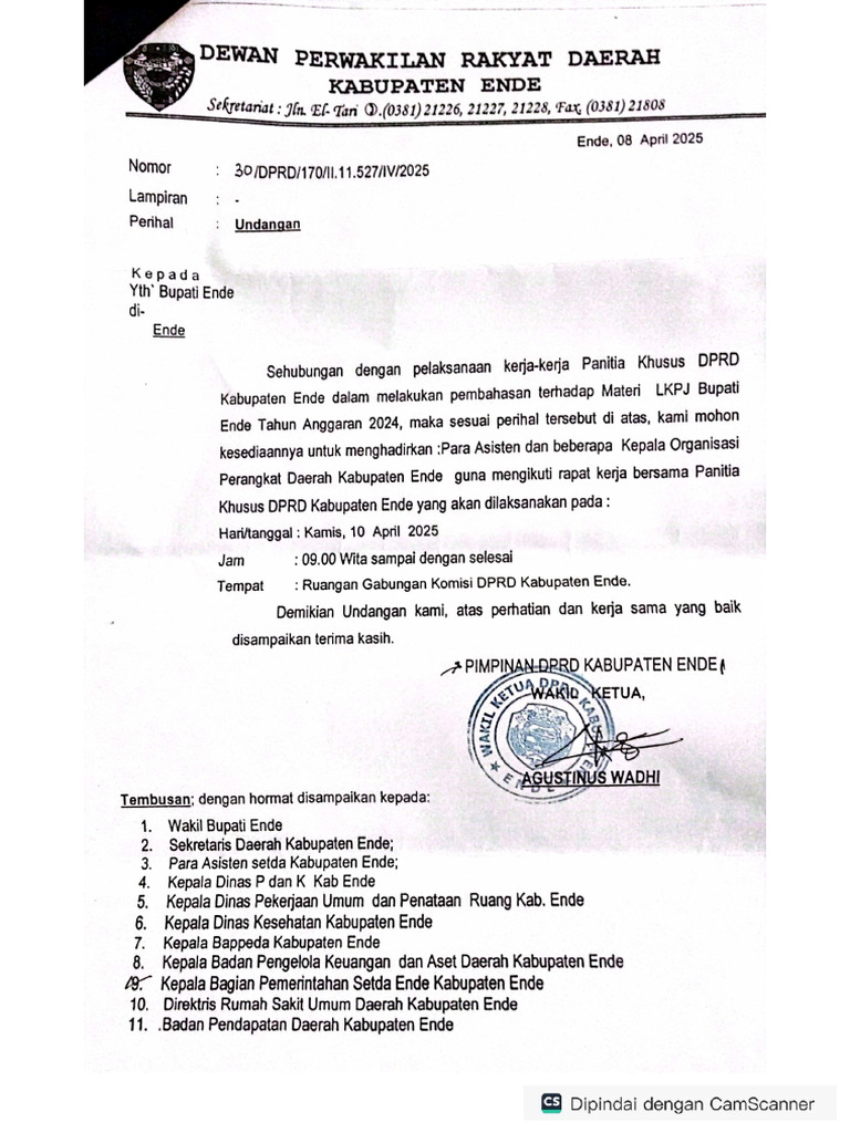 Undangan Raker Bersama Panitia Khusus DPRD | PDF