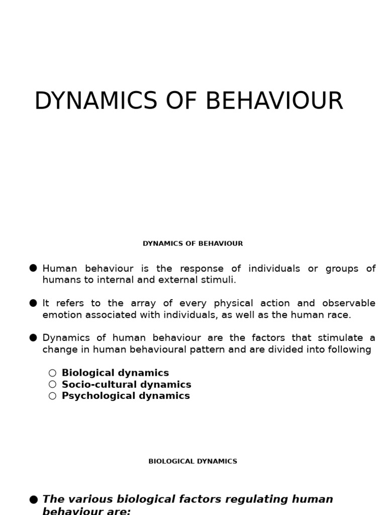 Dynamics of Human Behaviour Explained | PDF | Human Behavior | Behavior