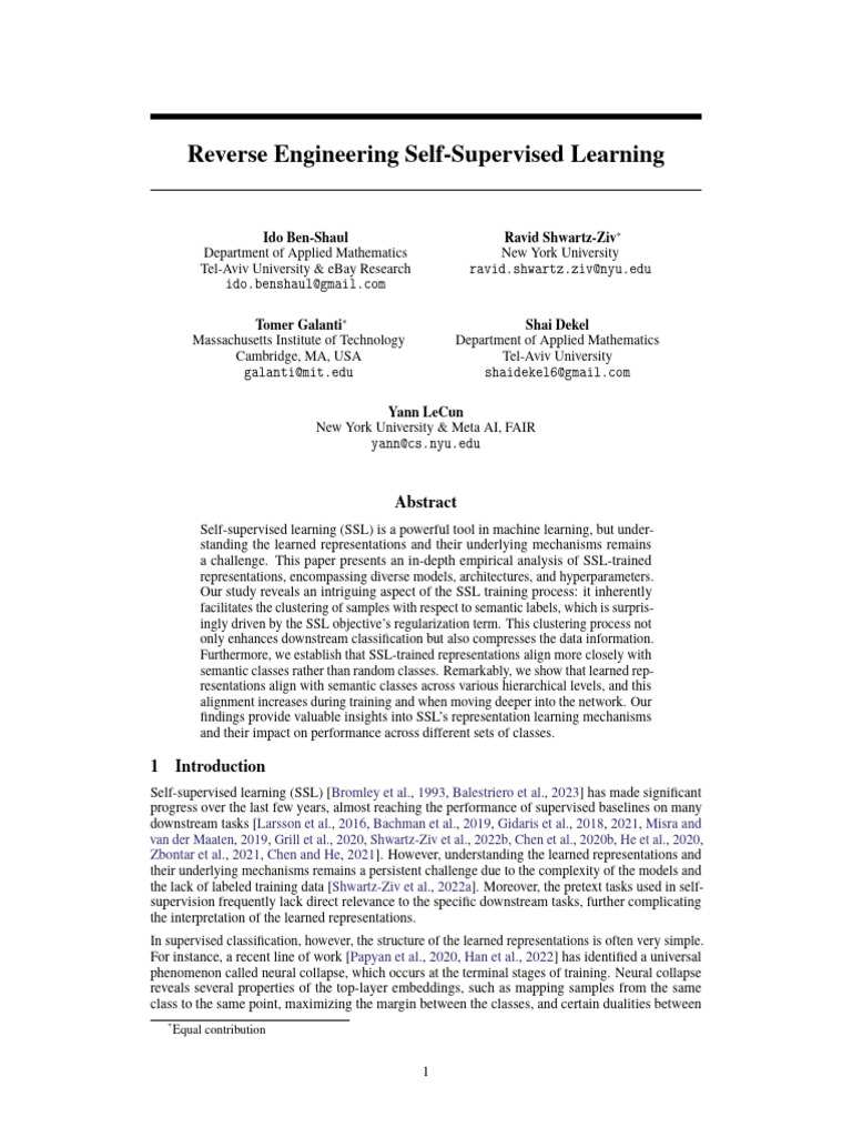 Reverse Engineering Self-Supervised Learning | PDF | Accuracy And Precision | Statistical ...