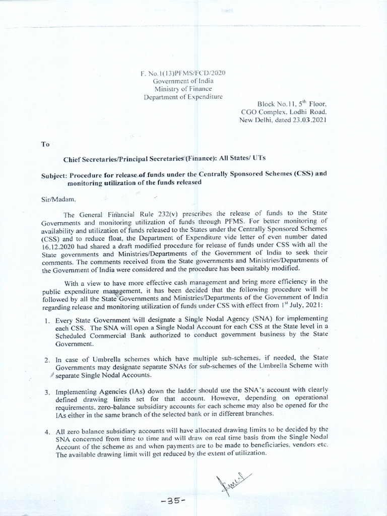 16-Procedure For Release of Funds Under Centrally Sponsored Schemes and ...