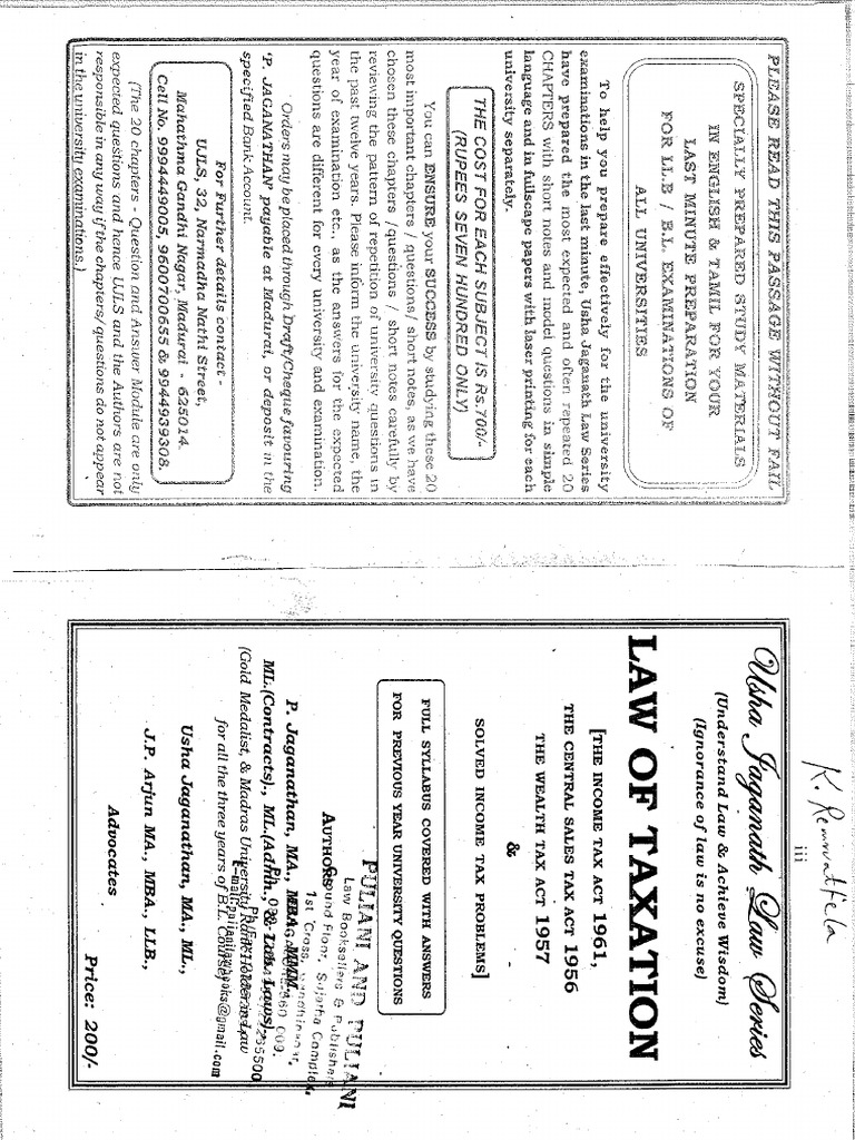 Taxtaion Law Usha PDF | PDF