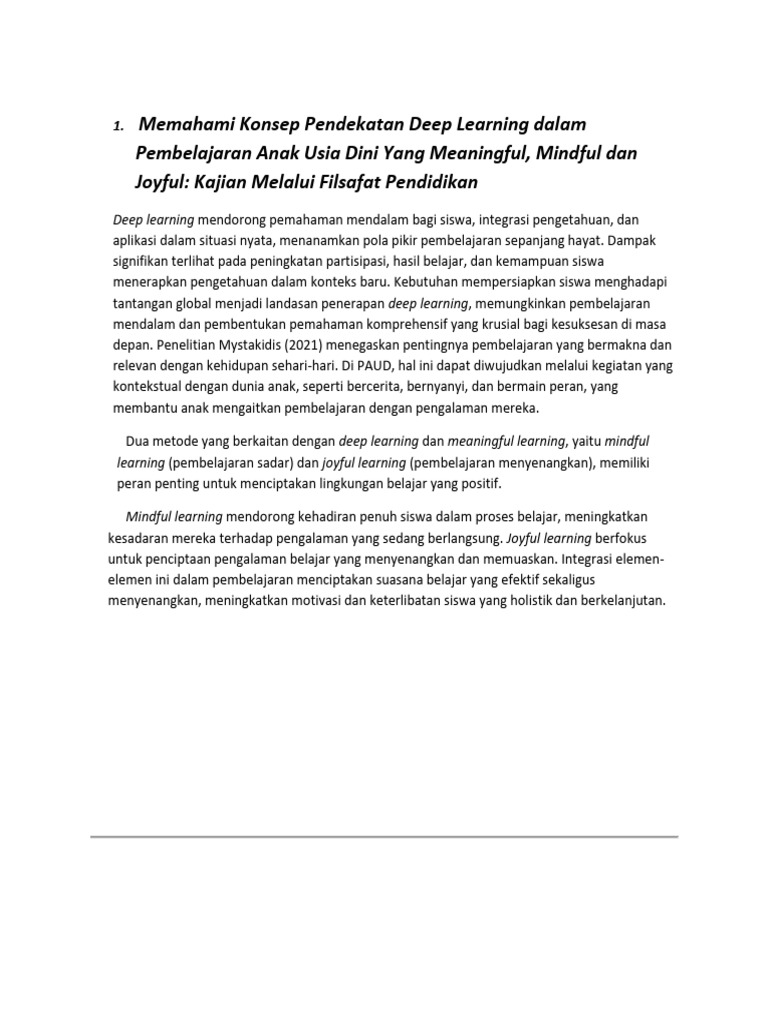 Implementasi Deep Learning di PAUD | PDF