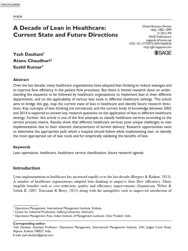A Decade of Lean in Healthcare | PDF | Lean Manufacturing | Hospital
