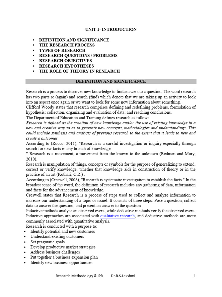 Research Methodology & Ipr Dr.R.S.Lekshmi 1 | PDF | Type I And Type Ii ...