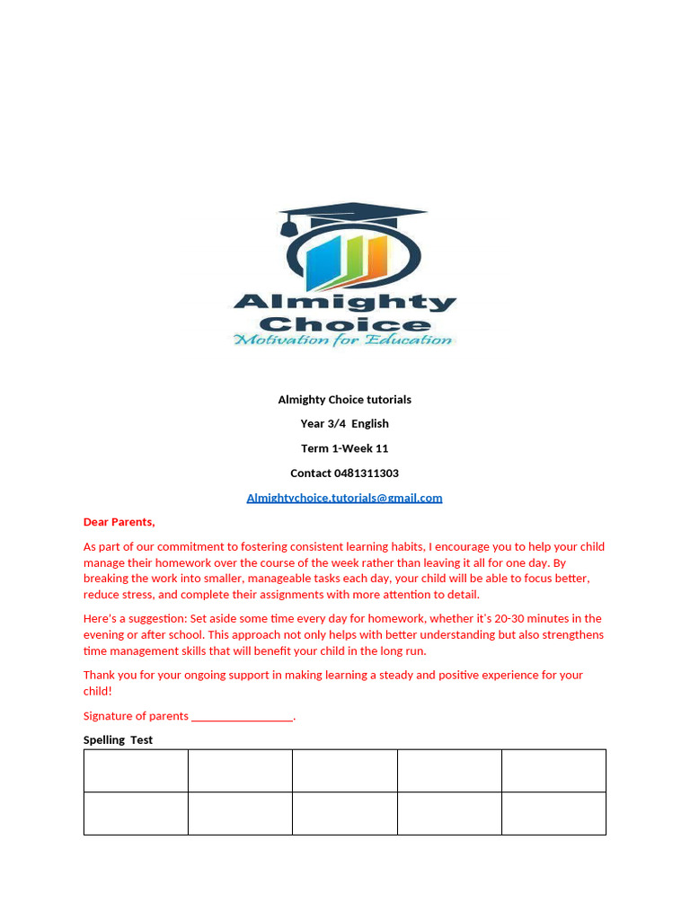 Term 1 Week 11 Year 3-4 English | PDF