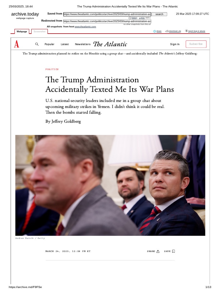 The Trump Administration Accidentally Texted Me Its War Plans - The ...