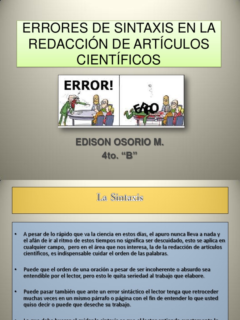 Errores de Sintaxis | PDF | Sintaxis | Science