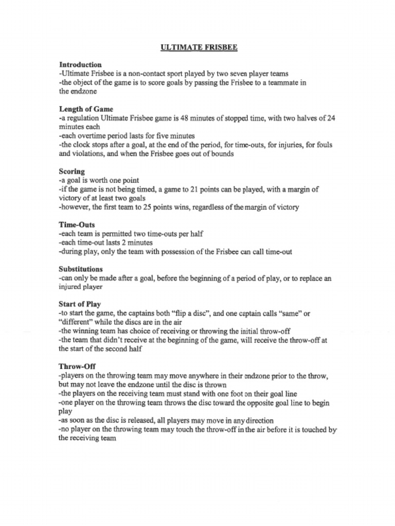 Ultimate Frizbee | PDF