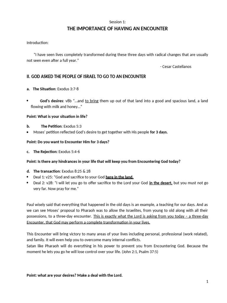 UPDATED - Encounter Lessons 030209 | PDF | Jesus | Book Of Exodus