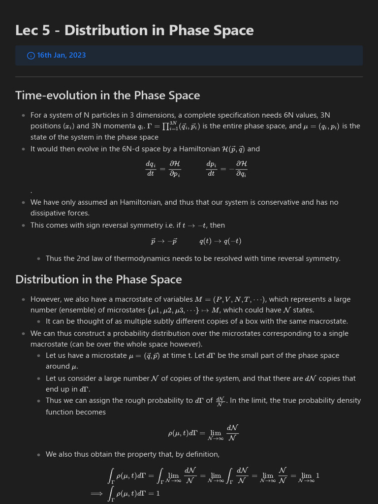 Lec 5 - Distribution in Phase Space | PDF | Quantum Mechanics | Theoretical Physics