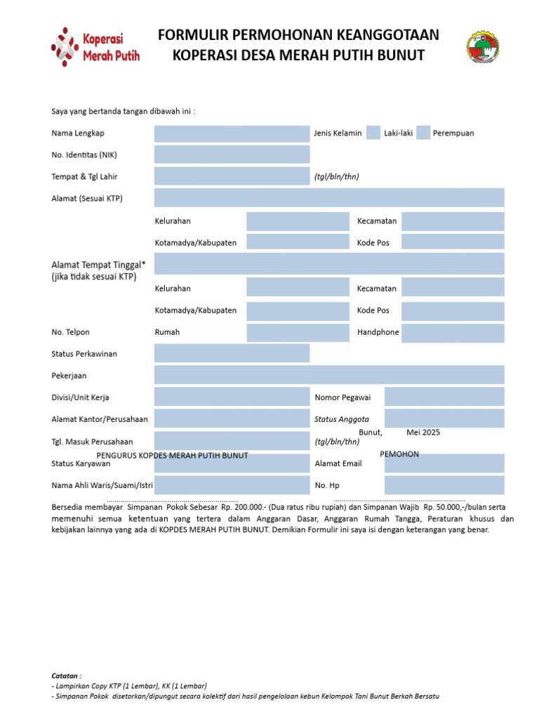 Formulir Permohonan Keanggotaan | PDF