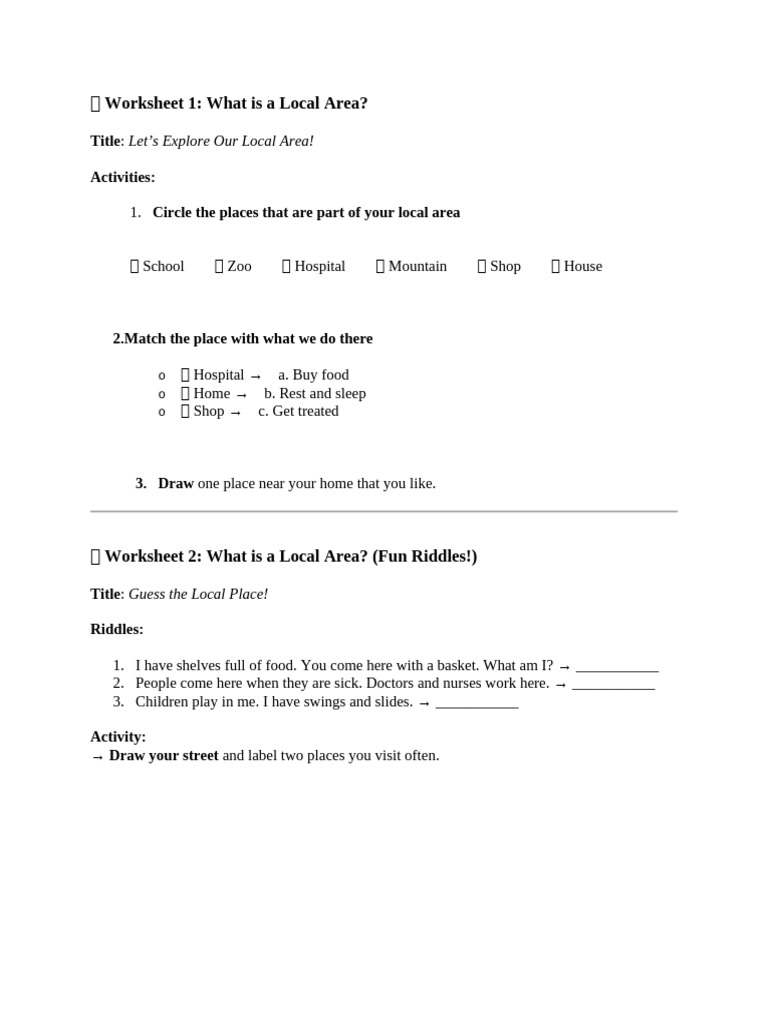 Discovering Our Local Area Activities | PDF