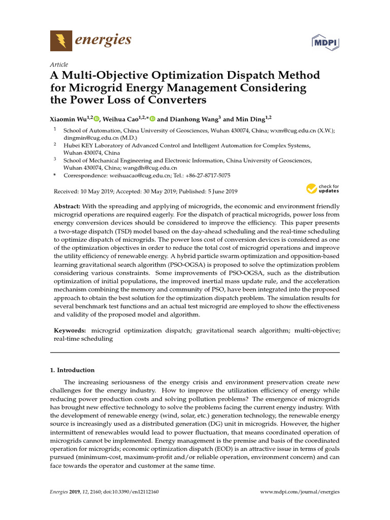 A Multi-Objective Optimization Dispatch Method For Microgrid Energy Management Considering The ...