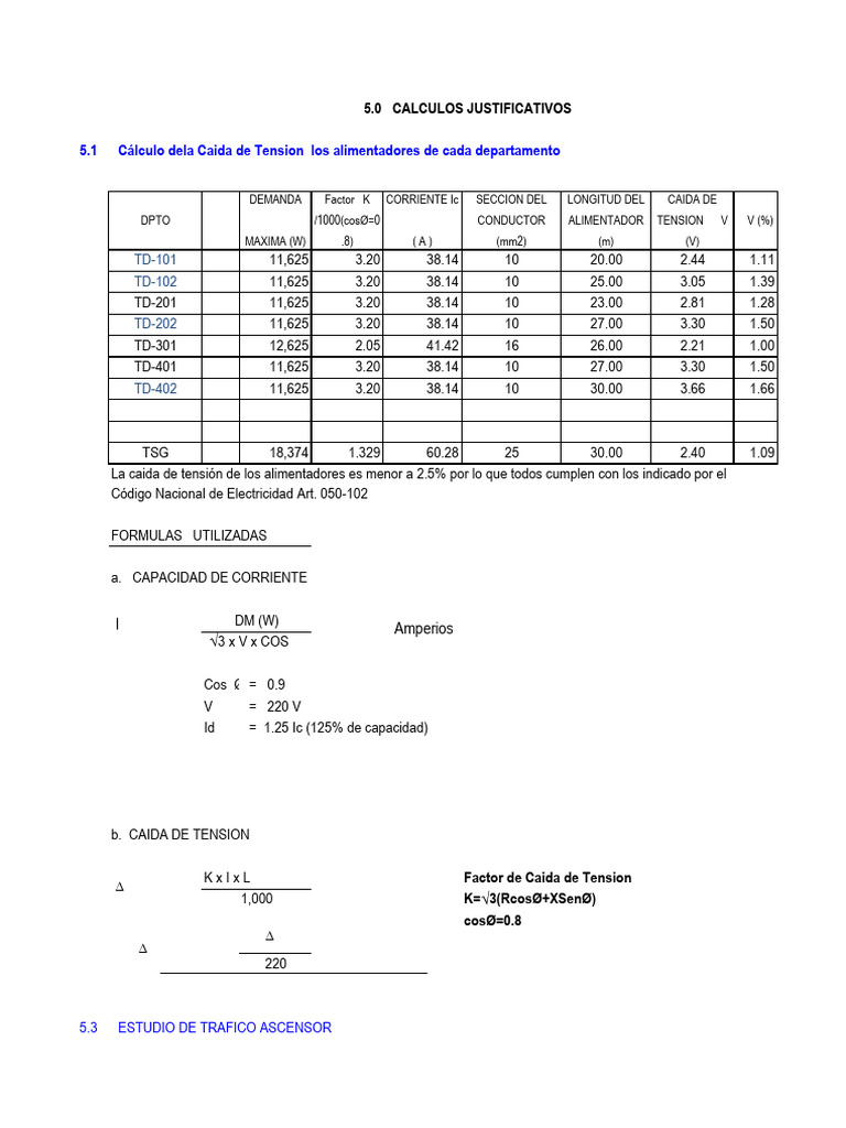 CALCULO Electricas | PDF | Ascensor | Metrología