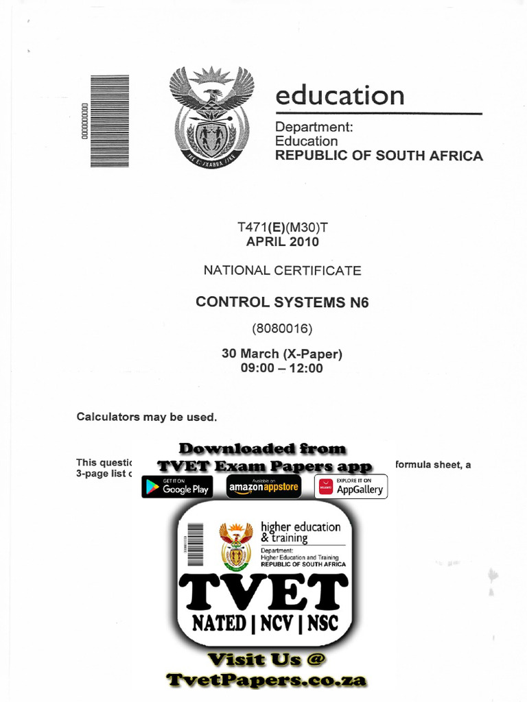 Question Paper, Diagram Sheet, Formula Sheet, Laplace Transforms ...