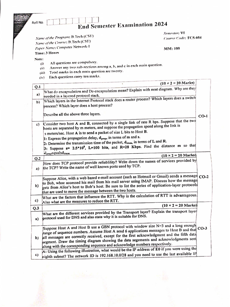 tcs604 Endsem 2024 | PDF