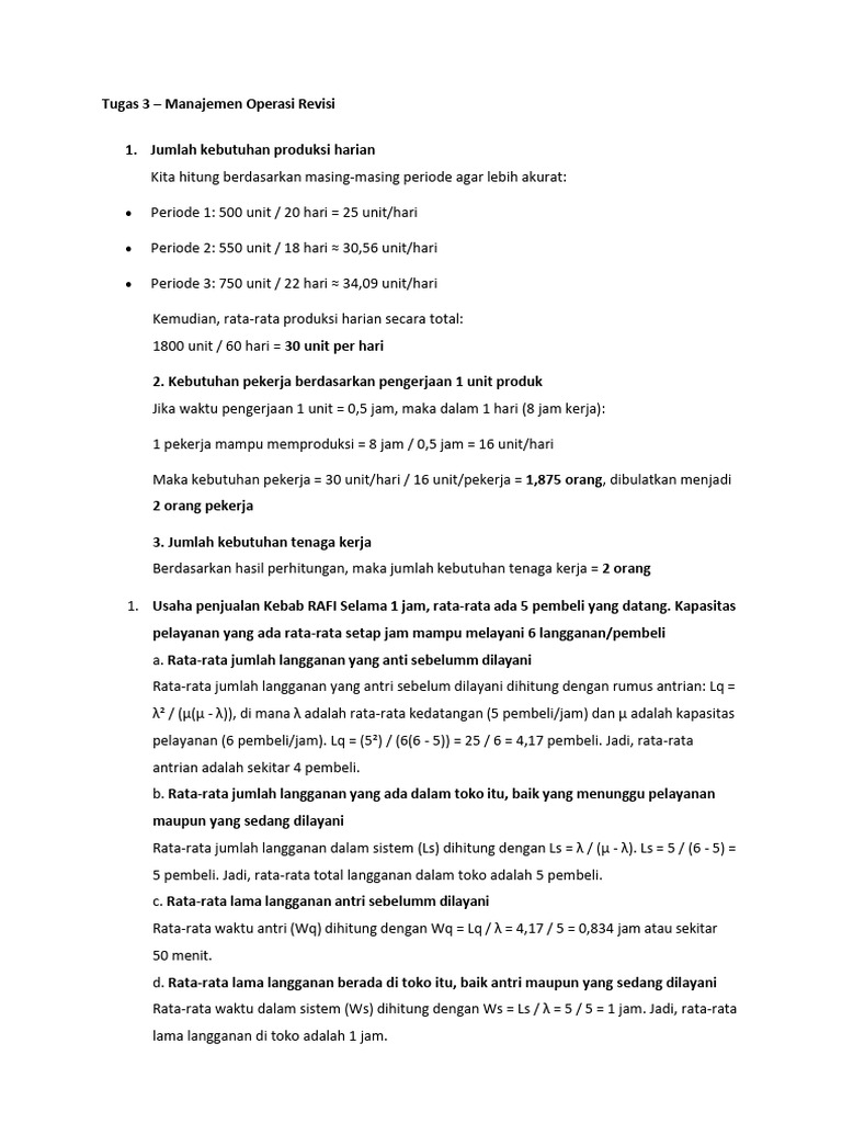 Tugas 3 - Manajemen Operasi Revisi | PDF