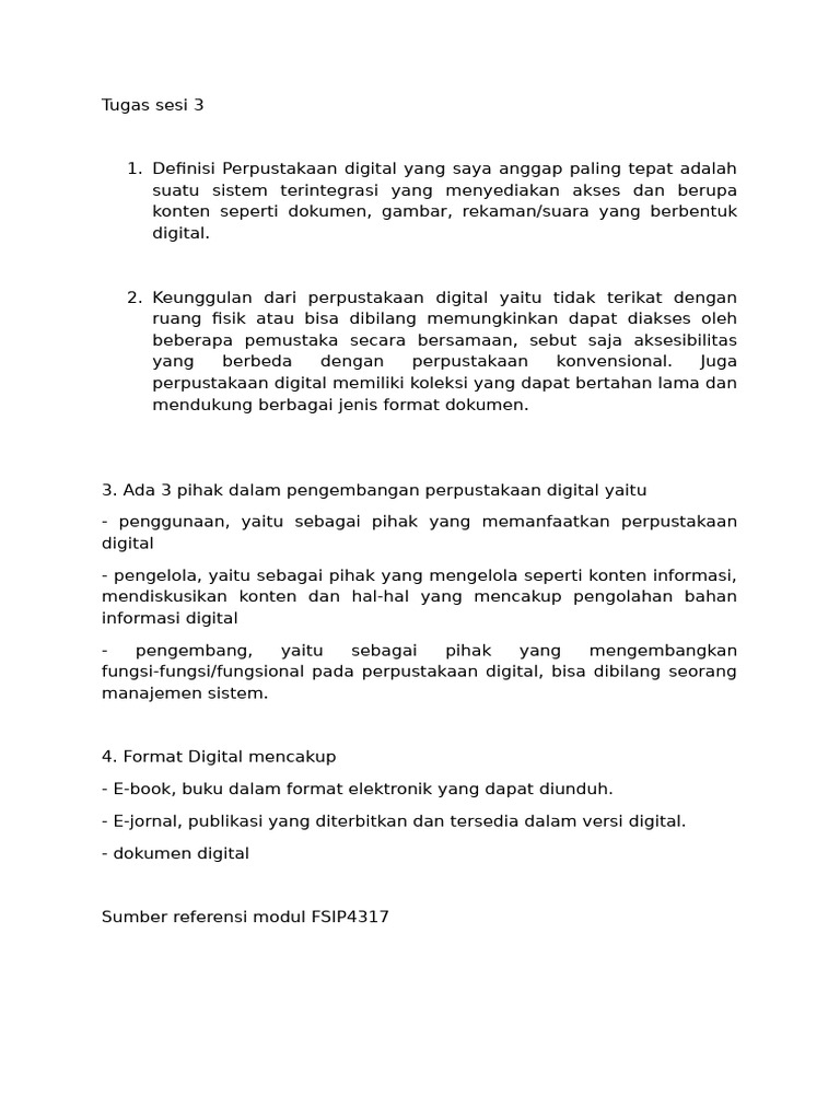 Tugas Sesi 3 Pengembangan Perpustakaan Digital | PDF