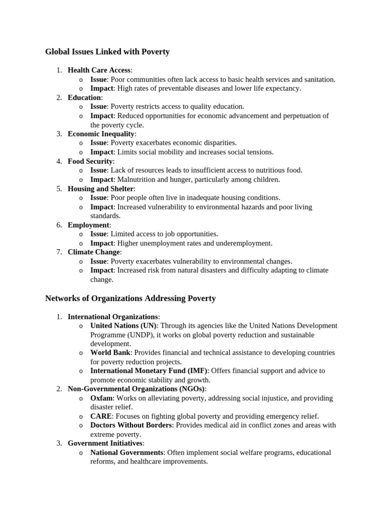 Global Poverty: Key Issues and Solutions | PDF | Poverty | Poverty ...