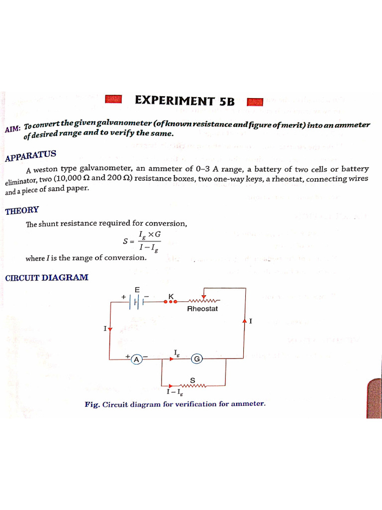 Experiment 4 - Galvanometer To Ammeter | PDF