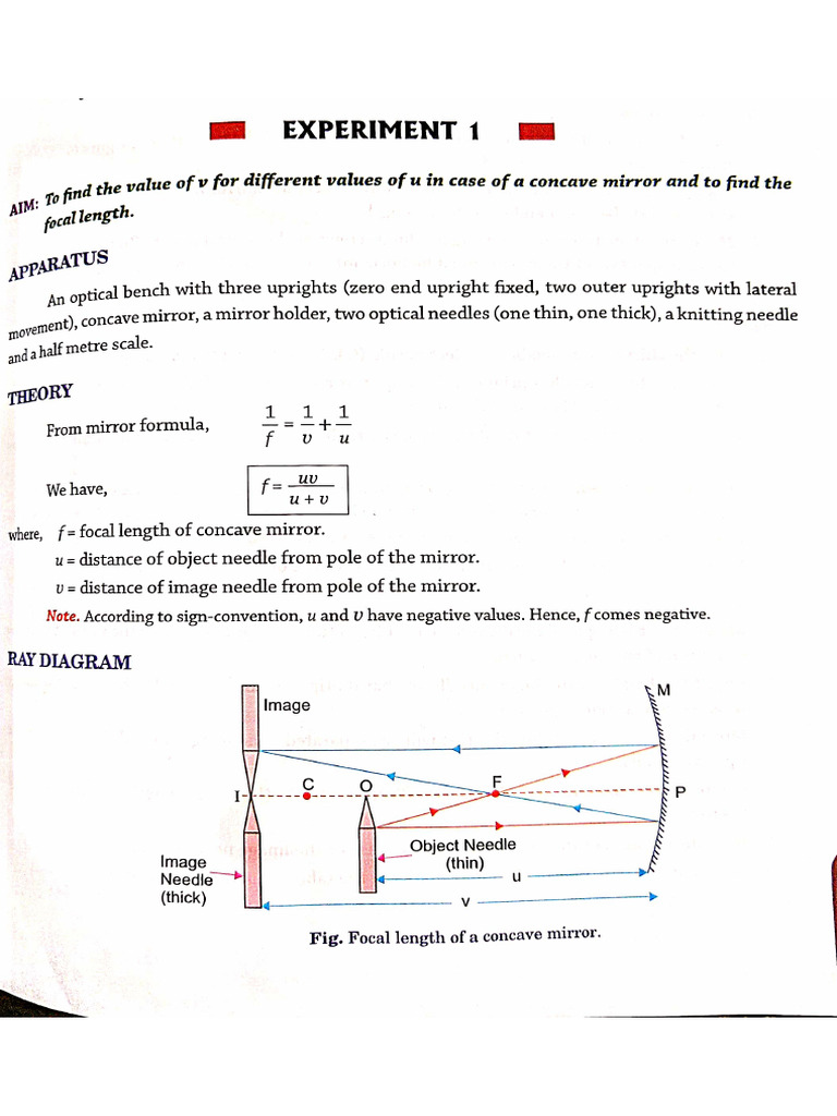 Experiment 5 - Concave Mirror | PDF