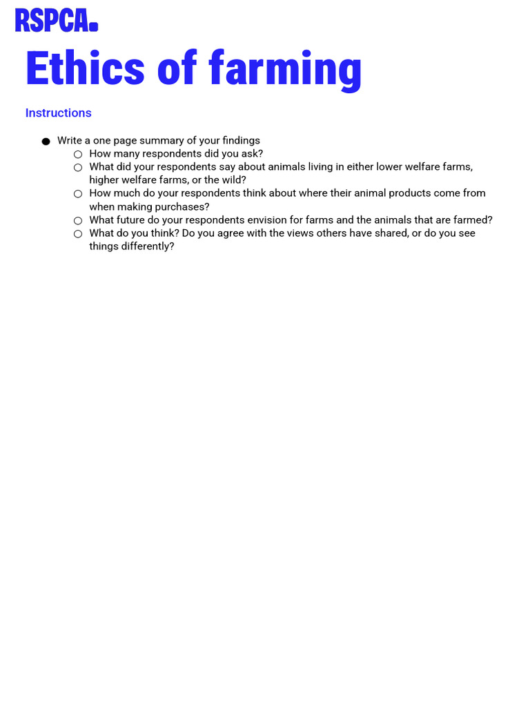Ethics of Farming: Survey Insights | PDF
