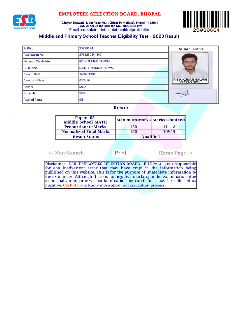 Employees Selection Board, Bhopal | PDF