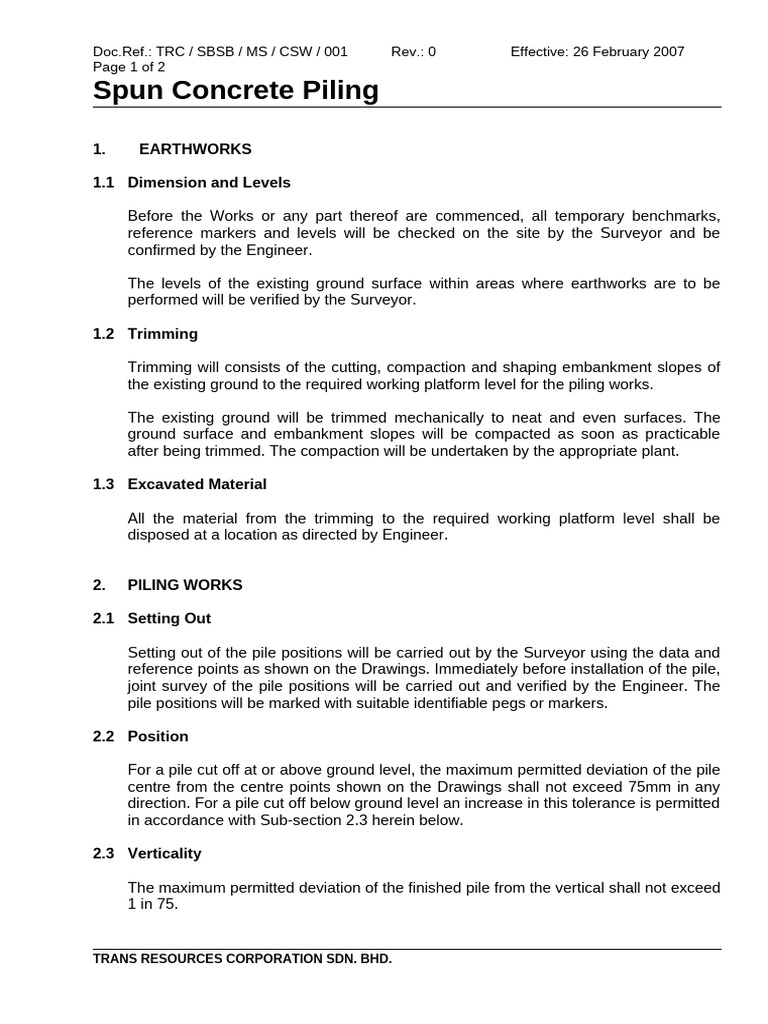 Spun Concrete Piling Guidelines | PDF | Deep Foundation | Welding