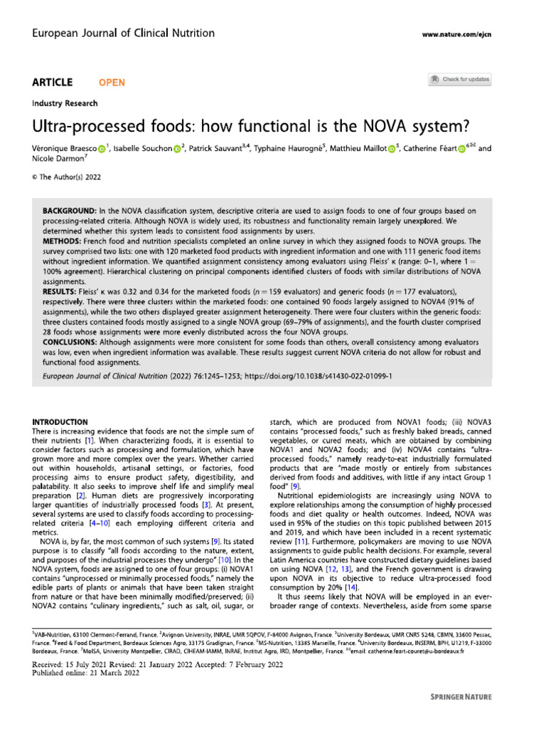 (Eng) Ultra-Processed Foods How Functional Is The NOVA System PDF | PDF