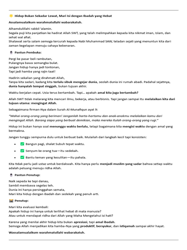 ? Hidup Bukan Sekadar Lewat | PDF