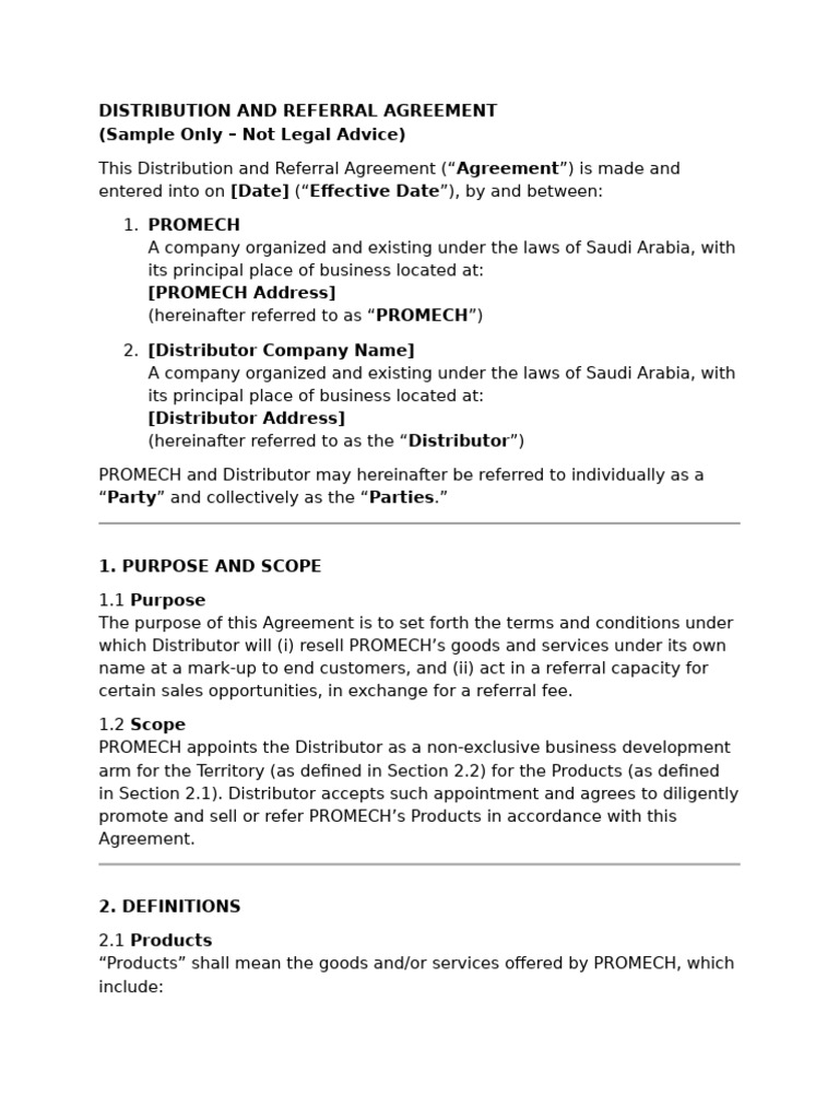 Saudi Arabia Distribution Agreement | PDF | Indemnity | License
