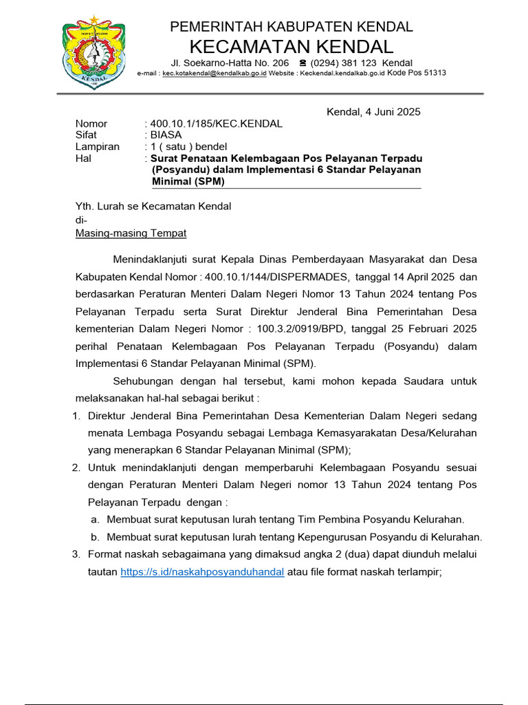 Surat Posyndu 6 SPM Kec | PDF