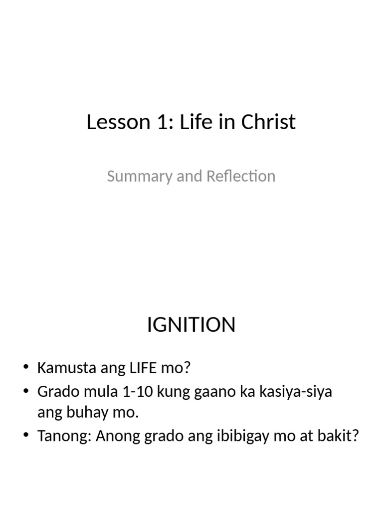 Lesson 1 Life in Christ | PDF