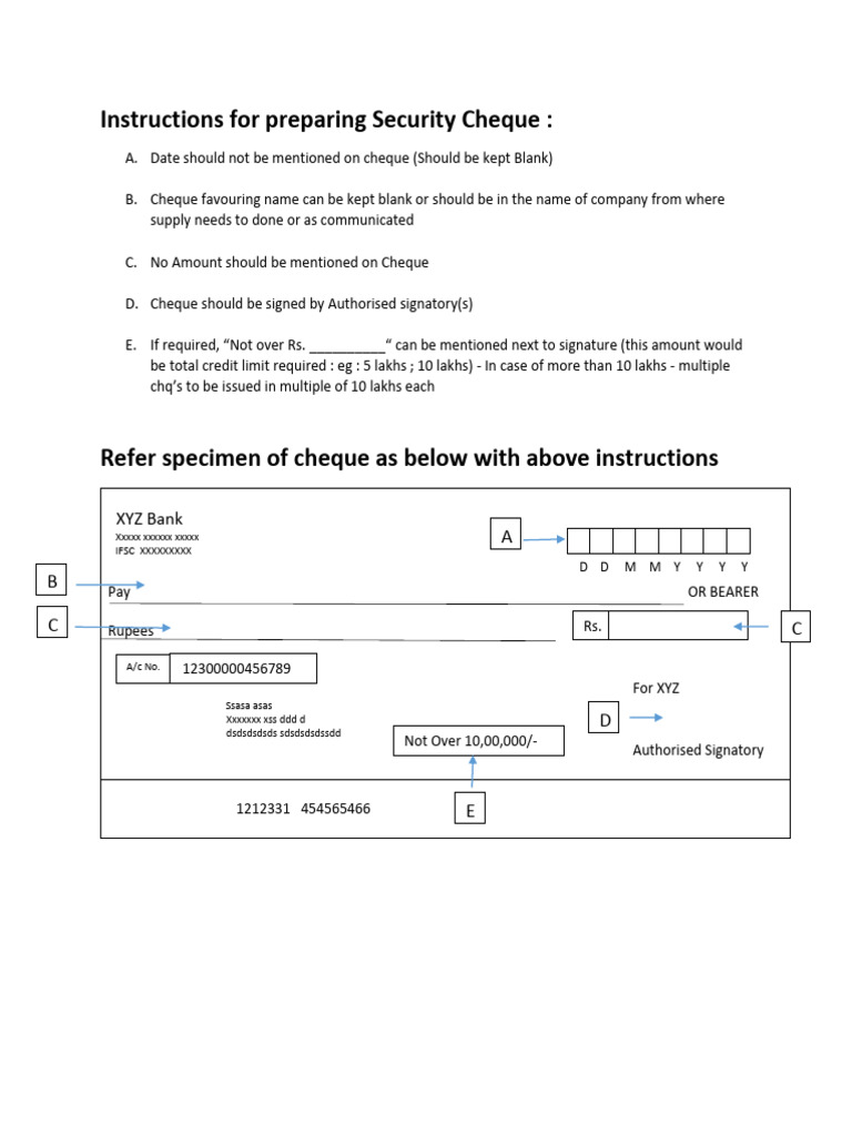 Security Cheque Instructions | PDF