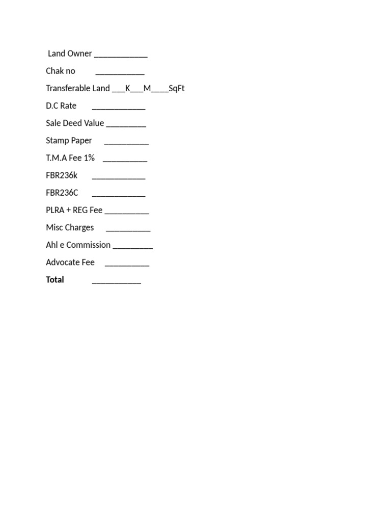 Land Transfer Document Breakdown | PDF
