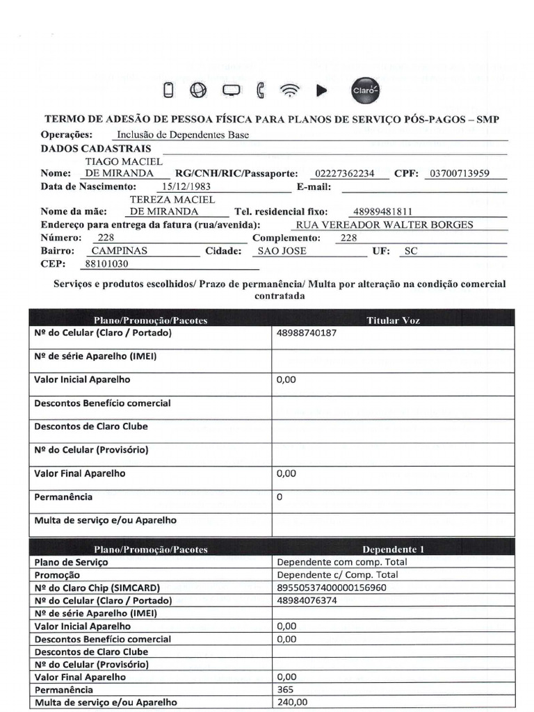 Contrato Claro | PDF