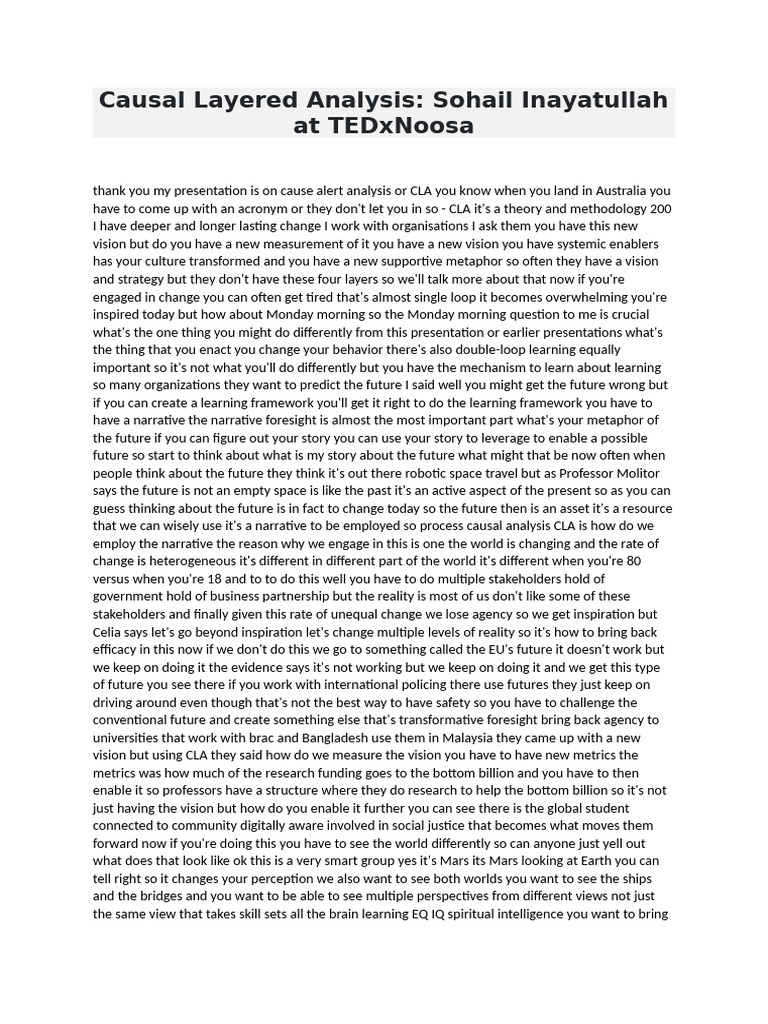 Causal Layered Analysis - SI | PDF