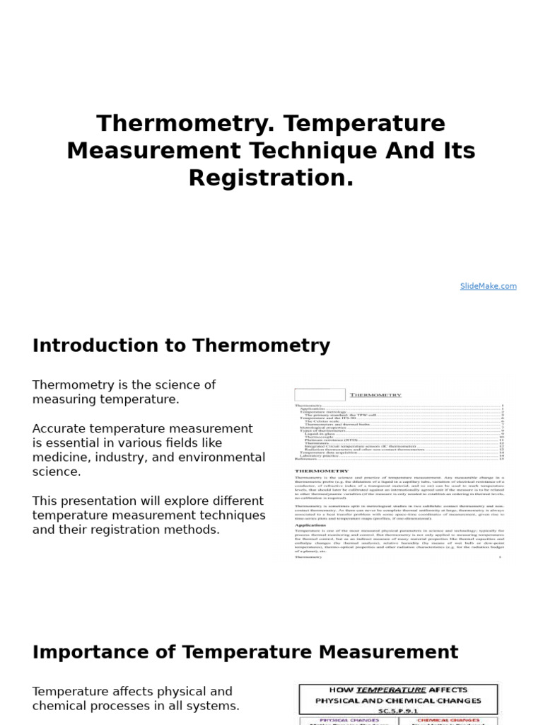 Thermometry. Temperature Measurement Technique and Its Registration ...