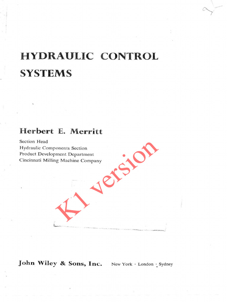 (K1 Version) Herbert E Merritt - Hydraulic Control Systems | PDF