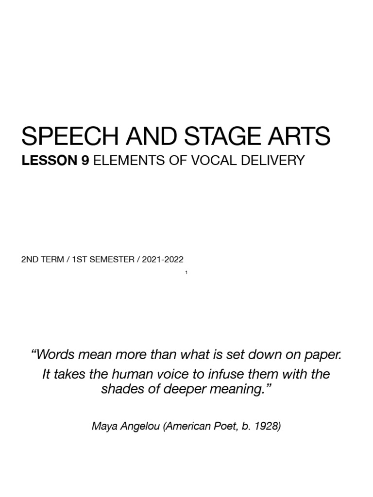 Lesson 9 Elements of Vocal Delivery - 0 | PDF | Human Voice | Sound