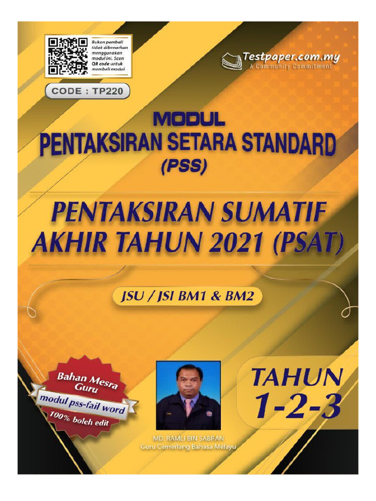 Soalan Modul Pentaksiran Setara Standard Pss Bahasa Melayu Tahun 1 2 Dan 3 | PDF